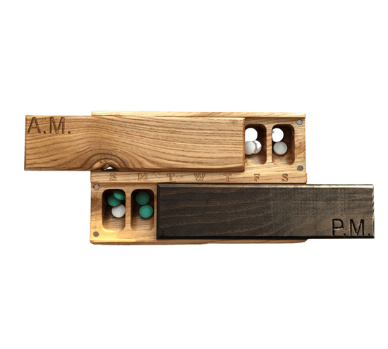 Wooden Day/Night Pill Box - A.M.-P.M. – JTNLAB